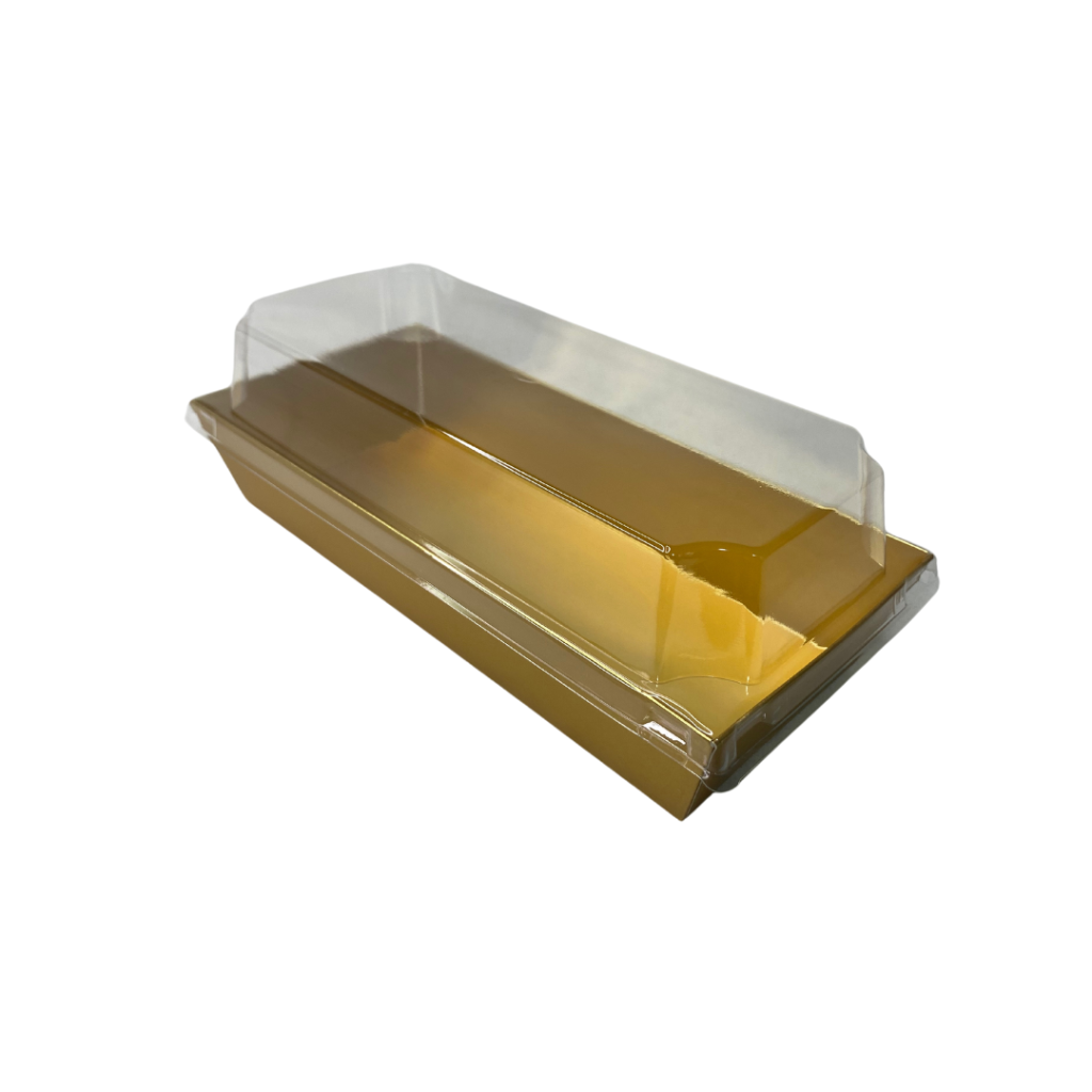 Contenedor rectangular dorado – Tienda de Empaques